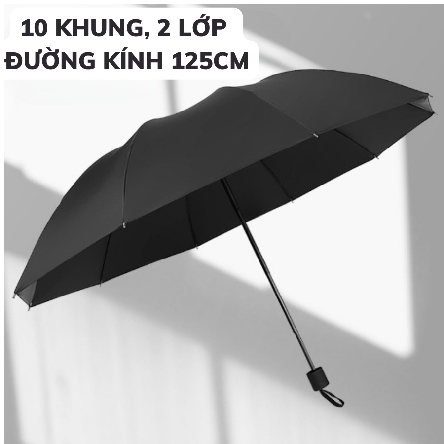 Ô che mưa siêu to đường kính 125cm, dù gấp gọn 2 lớp 10 nan tán rộng ...