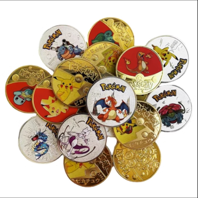 Đồng xu pokemon vàng bạc huyền thoại, coin kim loại đồ chơi sưu tầm ...