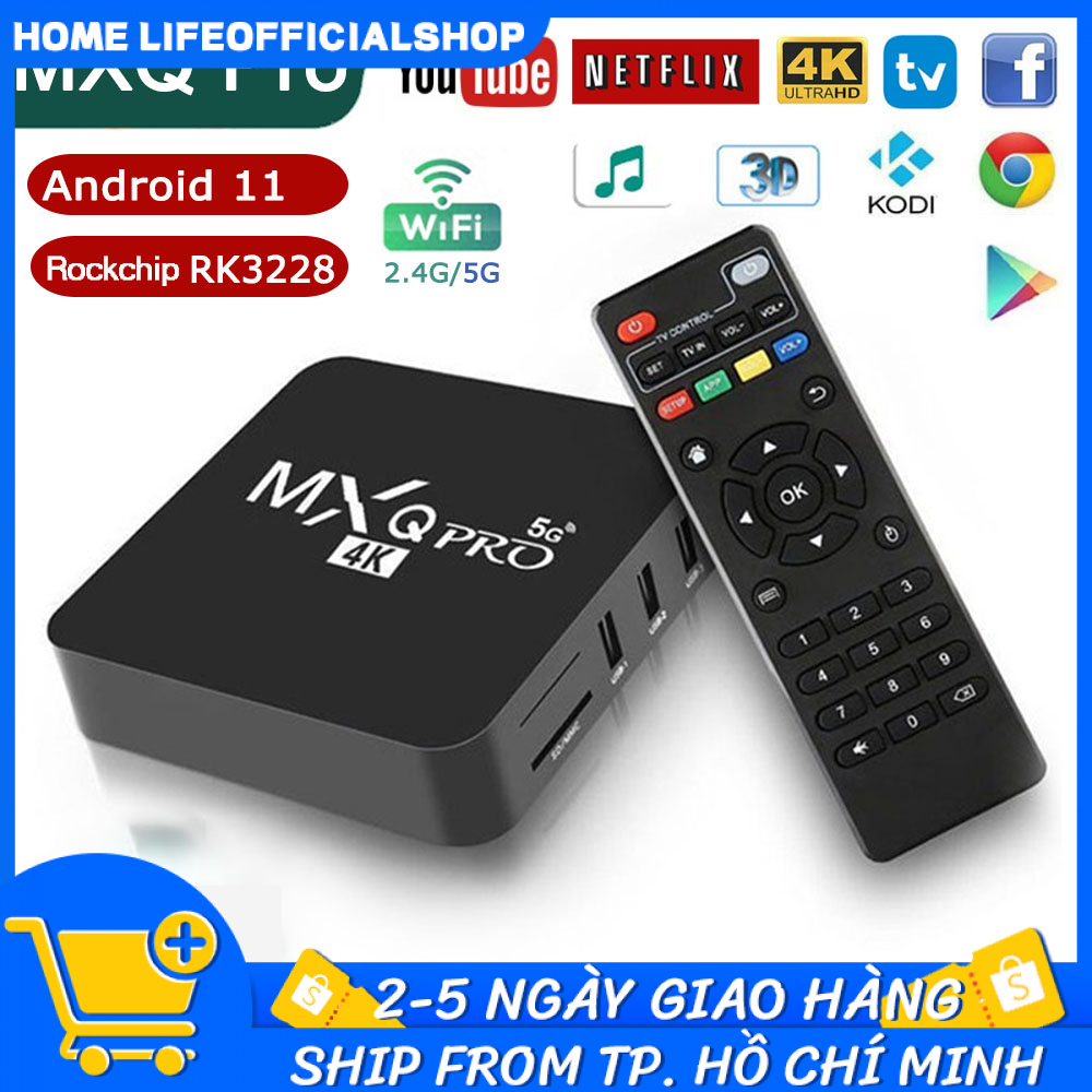 Android TV Box MXQ PRO 4K bản 8G+128GB Tiếng Việt Wifi 5G 4GB RAM 128GB ROM YouTube Media Player ...