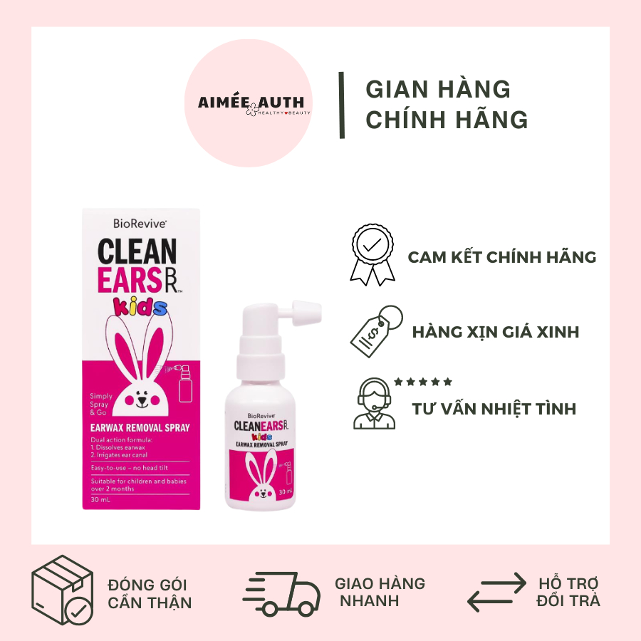 Xịt ráy tai BioRevive Clean Ears Kids Spray ÚC - Chai 30ml (ĐỦ BILL ...