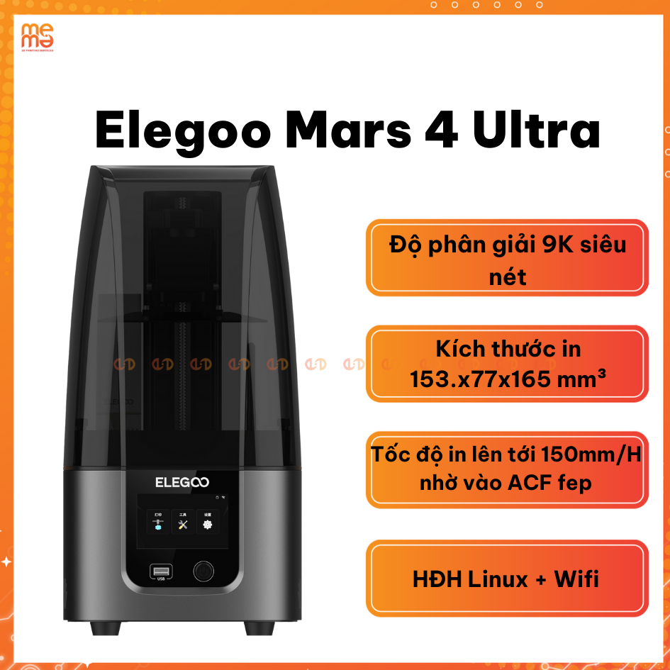 Máy in 3D Elegoo Mars 4 Ultra BH 1 năm với màn hình 9k cùng kích thước ...