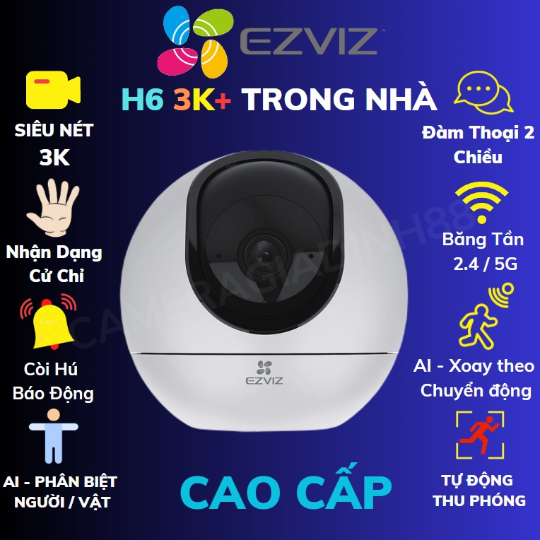 Camera WIFI Trong Nhà, XOAY 360, EZVIZ H6 C6 4M 2K+, Siêu Nét C6w C6n ...