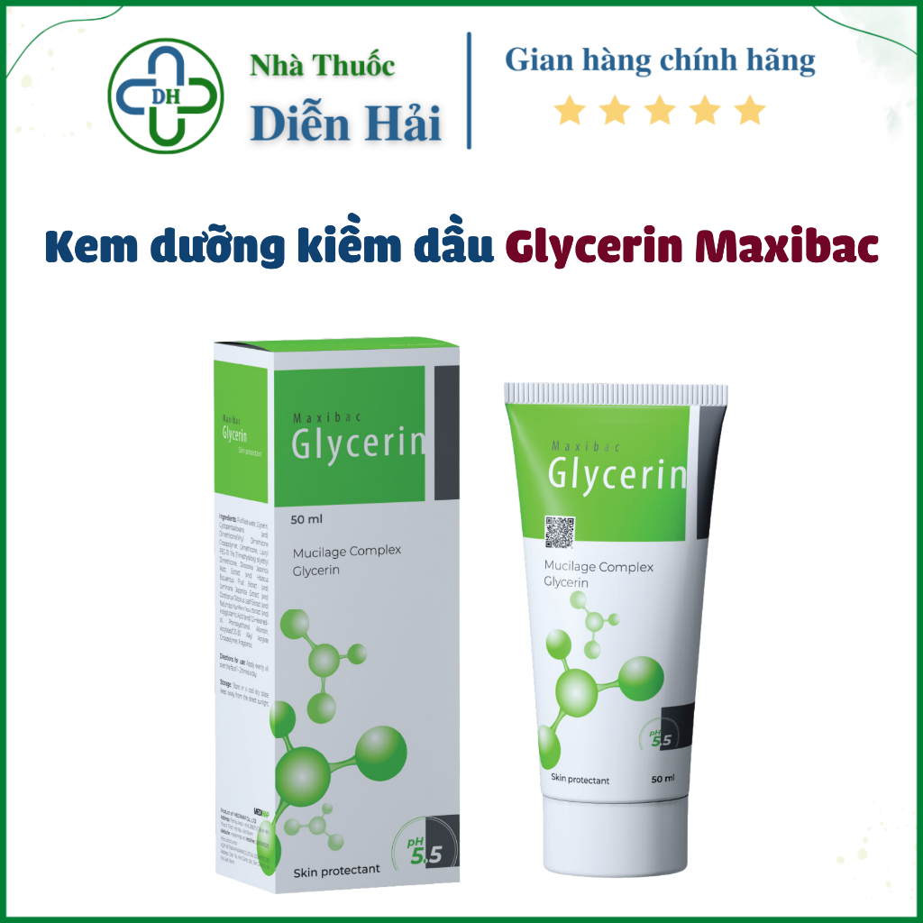 Kem dưỡng ẩm kiềm dầu Glycerin Maxibac cho da dầu, mụn, nhạy cảm pH5.5 ...