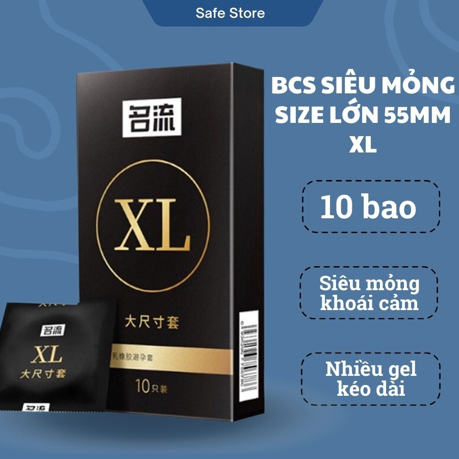 Bao cao su size lớn 55mm XL, bcs siêu mỏng chống xuất tinh sớm kéo dài ...