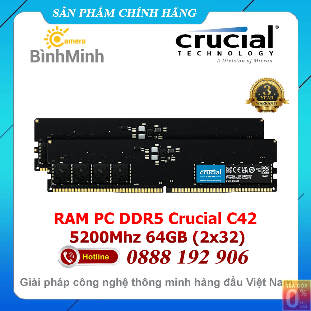 RAM PC 64GB KIT (2x32) Crucial C42 DDR5 Bus 5200Mhz - BH 3 Năm | Shopee ...