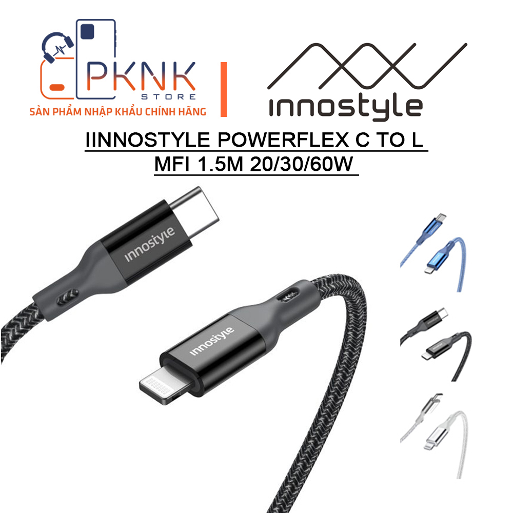 CÁP IPHONE 14 I 13 I 12 INNOSTYLE POWERFLEX USB-C TO LN 1.5M 20/30/60W ...