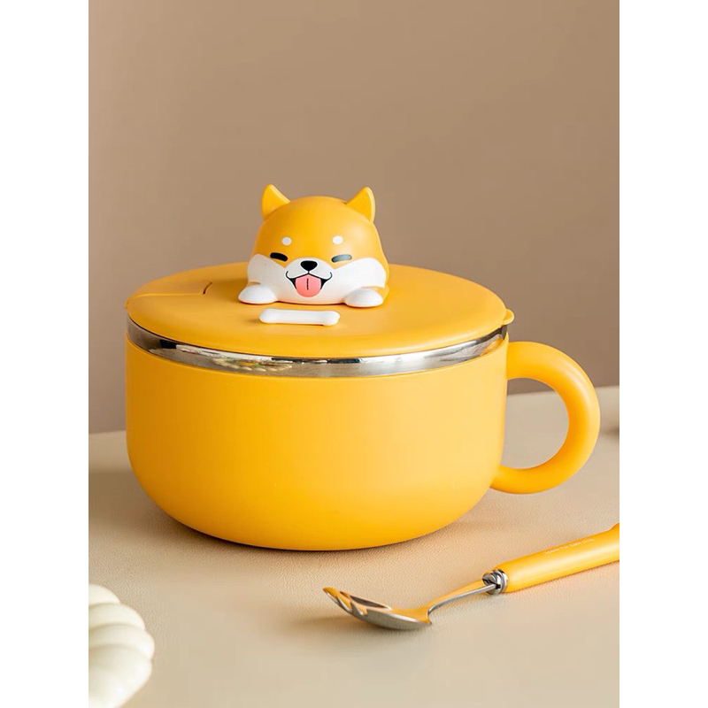 Tô Mỳ Giữ Nhiệt 1200ML Hoạ Tiết Chú Cún Có Quai Cầm Kèm Nắp Và Muỗng ...