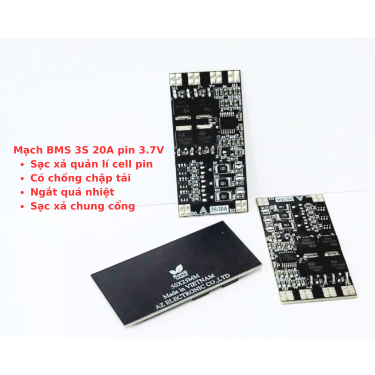 Mạch BMS 3S 20A pin 3.7V sạc xả quản lí cell pin, có chống chập tải ...