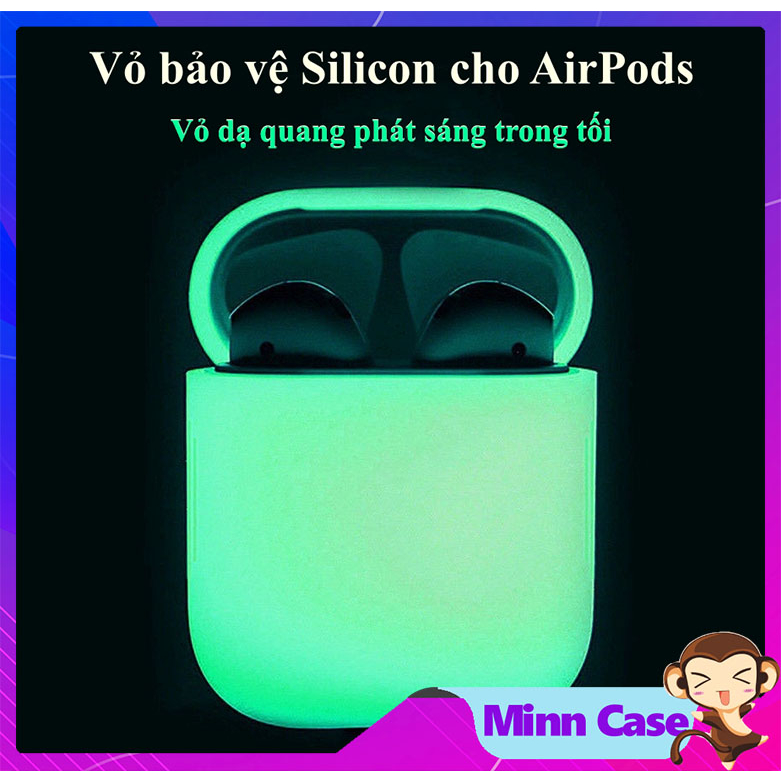 Vỏ bọc tai nghe Air.pods 1/2/3/Pro/Pro 2, case bảo vệ dẻo dạ quang kèm ...