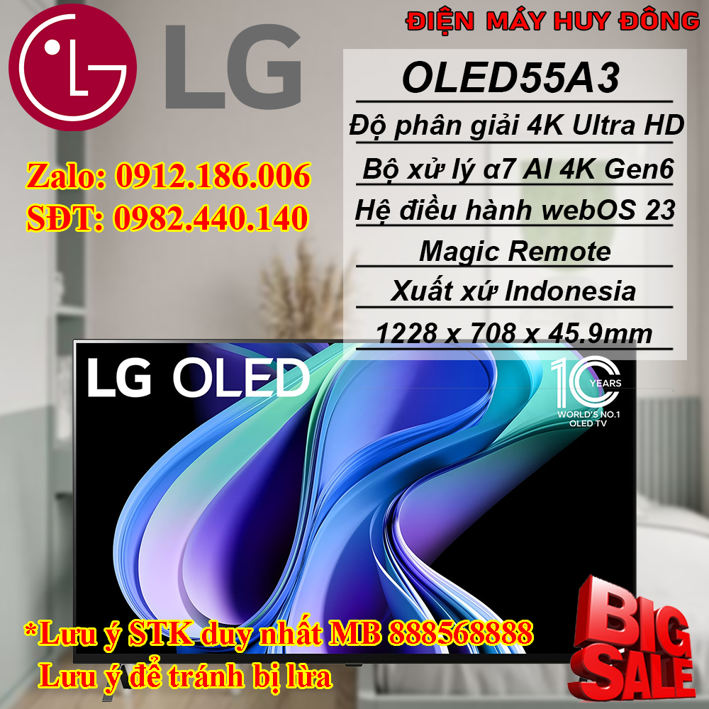 Tivi LG OLED A3 55 inch 2023 4K Smart TV | OLED55A3 | Shopee Việt Nam