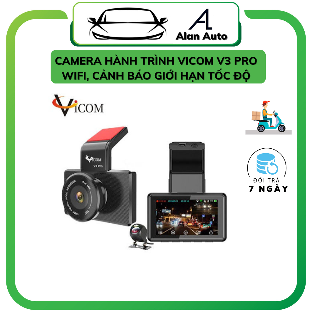 CAMERA hành trình Trước + Sau VICOM V3 PRO, WIFI QUẢN LÝ QUA APP. CHÍNH ...