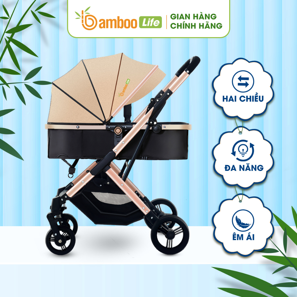 Xe đẩy cho bé Bamboo Life BL140 cao cấp 2 chiều, xe đẩy nôi gấp gọn an toàn cho bé đa năng ...
