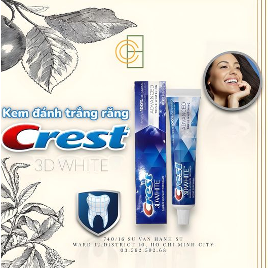 Kem Đánh Răng Crest 3D White Advanced Triple Whitening 147g | Shopee Việt Nam