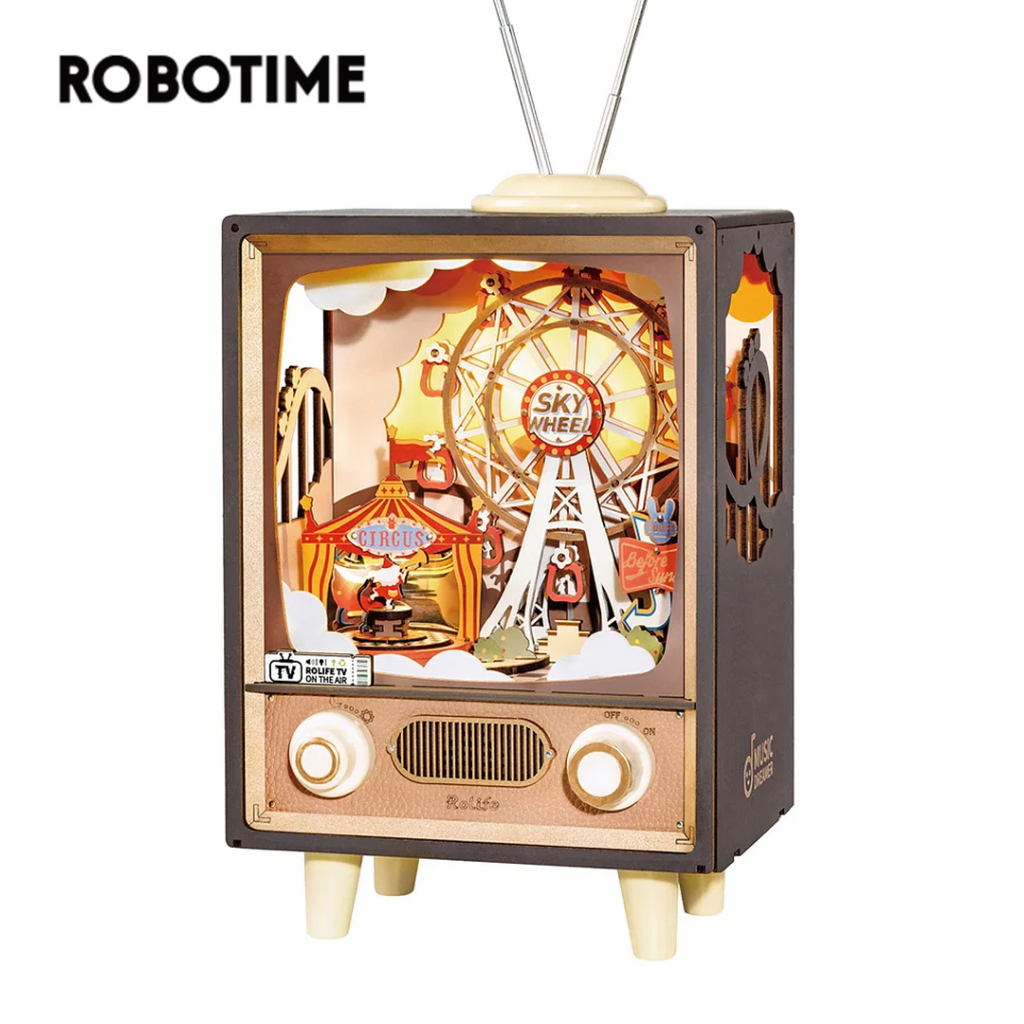 Robotime Mô hình hộp âm nhạc DIY. Rolife Sunset Carnival DIY Music Box 3D Wooden Puzzle AMT01 ...
