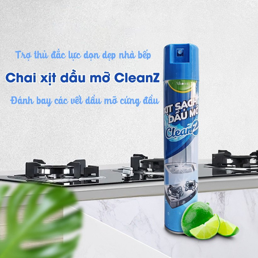 Chai xịt tẩy dầu mỡ bếp siêu sạch CleanZ Aikomi 450ml Hương Chanh ...