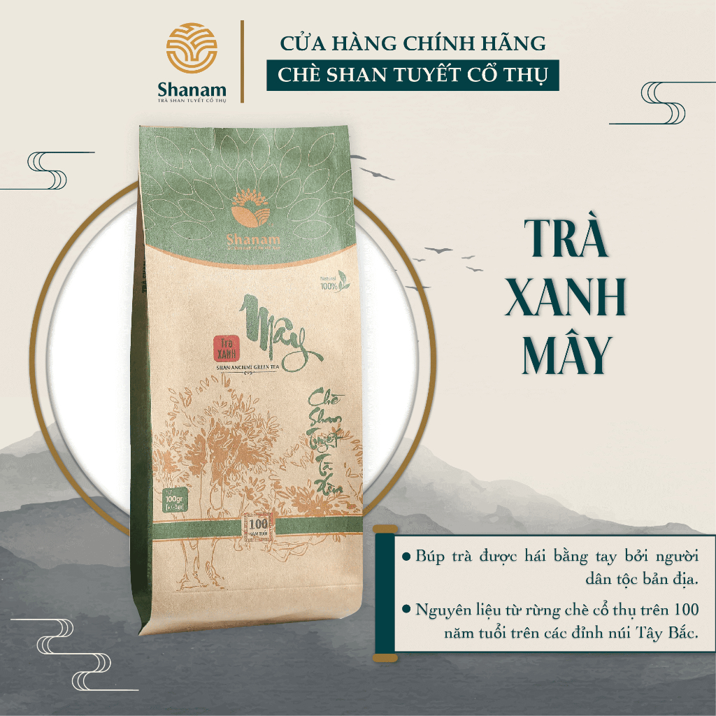 Trà Xanh Mây, Lục Trà Shan Tuyết Cổ Thụ Tự Nhiên Túi 100g - Shanam ...