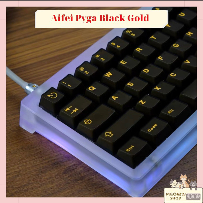Keycap Aifei Black Gold/Black Pink bề mặt giống Pyga profile cherry ...