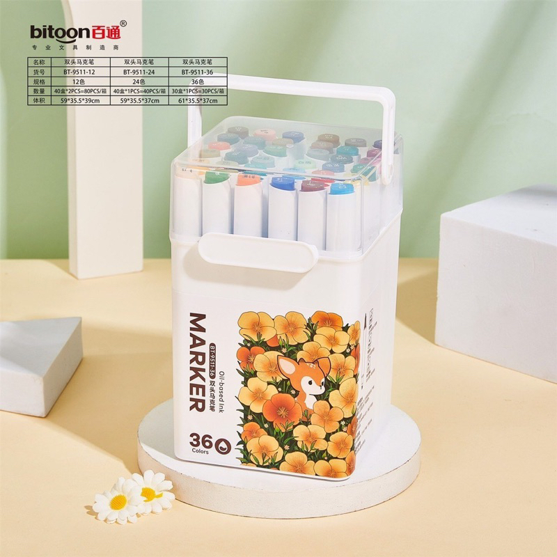 bút dạ màu marker bitoon 12/24/36 màu gốc dầu | Shopee Việt Nam