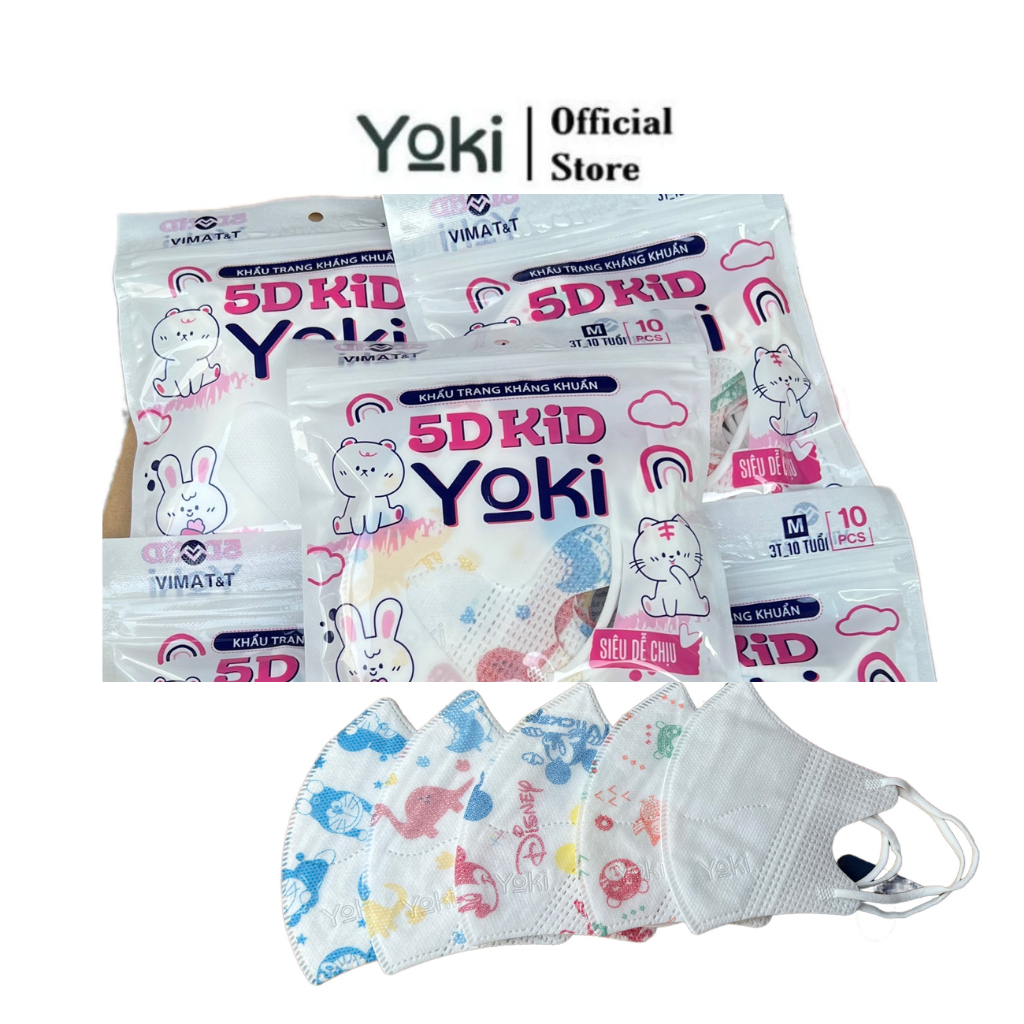 Combo 100 Cái Khẩu Trang Trẻ Em 5D Yoki 4 Lớp Dành Cho Trẻ 3 - 10 Tuổi ...