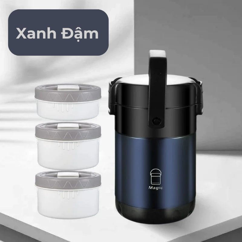 Bộ Hộp Cơm Giữ Nhiệt Cao Cấp Gồm 3 Hộp Inox 304, Cà Mên Văn Phòng Dung Tích 2300ml | Shopee Việt Nam