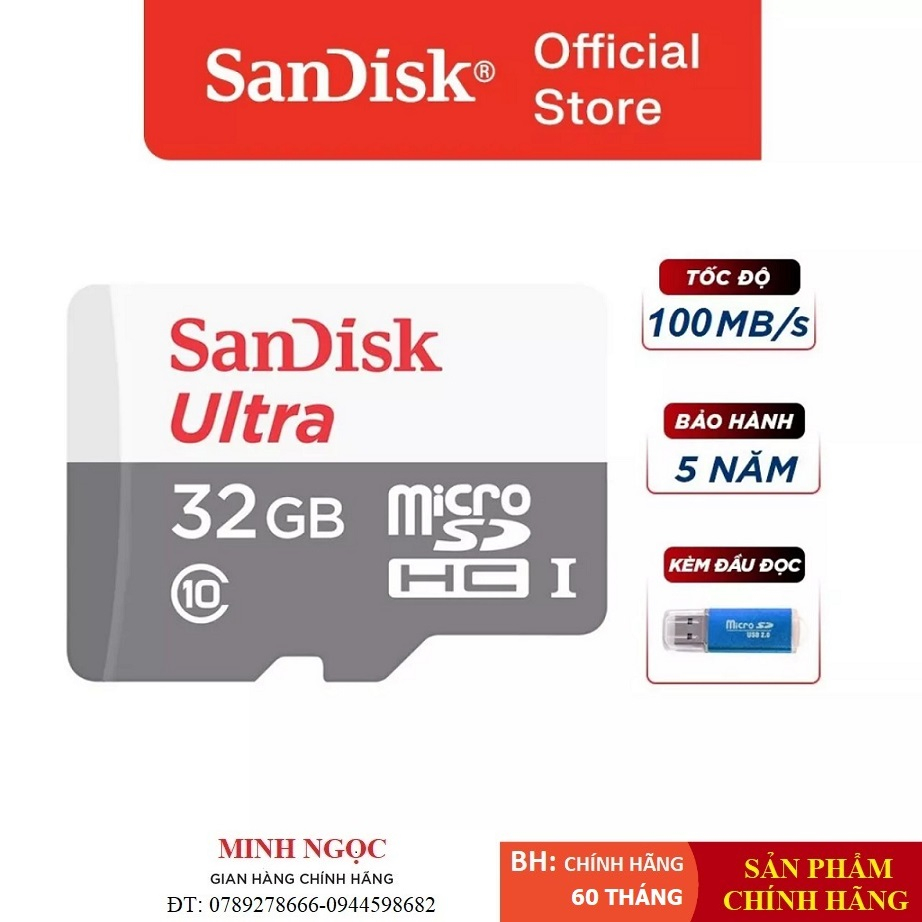 Thẻ nhớ microSDHC Sandisk 32GB upto 100MB/s 533X Ultra - Hàng Chính Hãng | Shopee Việt Nam