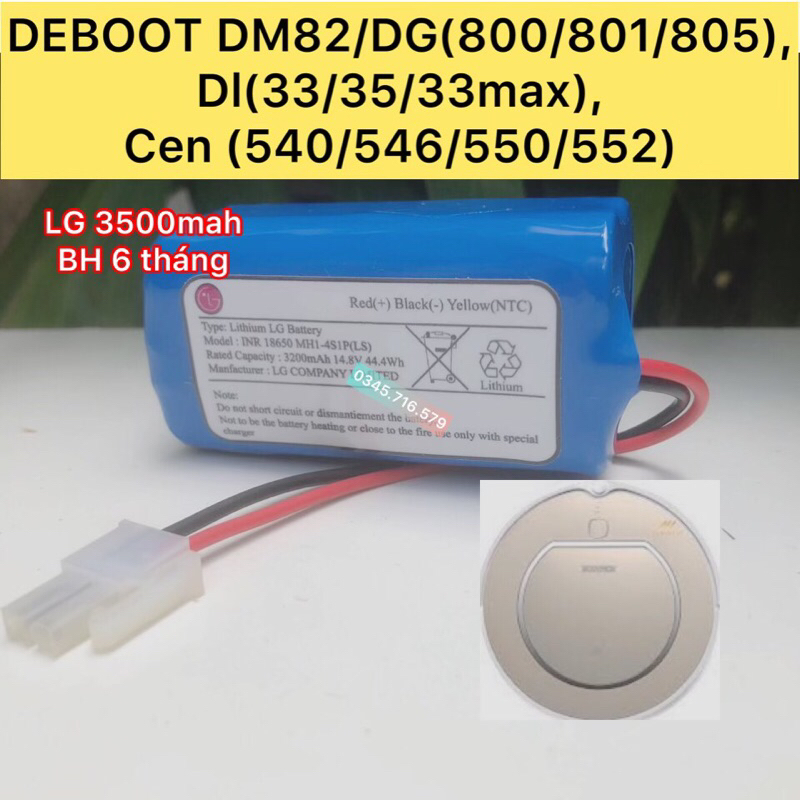 PIN CHÍNH HÃNG LG 3500MAH NÂNG CẤP CHO ROBOT HÚT BỤI DEBOOT ECOVACS cen540/546, Dm82, DL33, DL35 ...