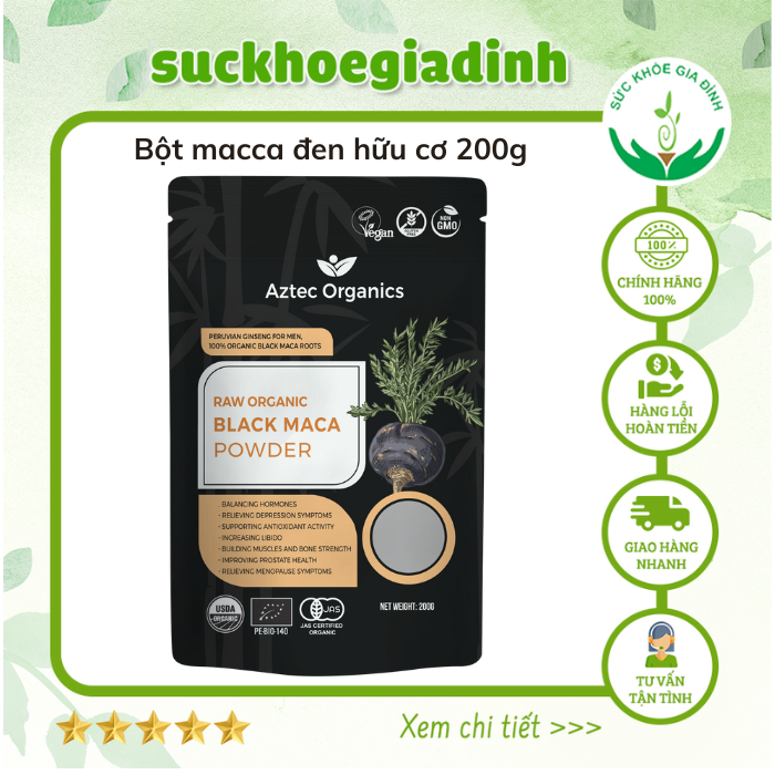 [Date 7.2025] Bột Maca Đen Hữu Cơ Aztec Organics 200g | Shopee Việt Nam