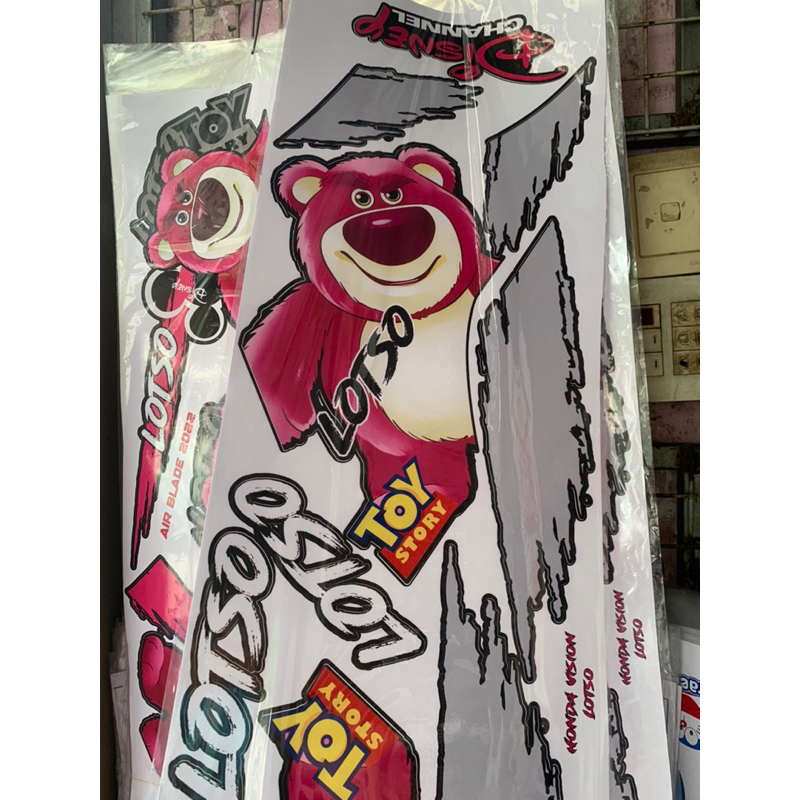 Bộ tem gấu Vission LOTSO dâu Hồng, mỗi tờ ngang 30cm dài 90cm hàng nhập ...