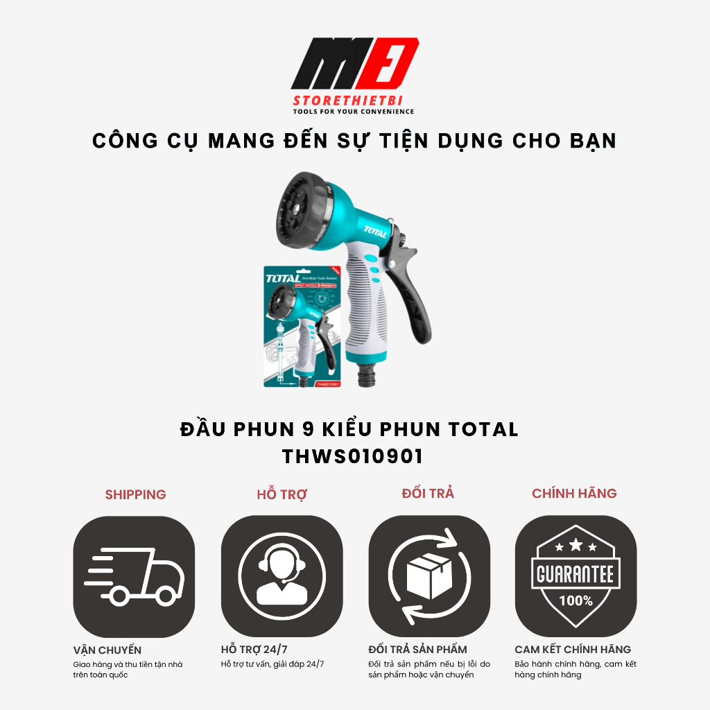 Vòi phun nước nhựa,cao su,hợp kim 3,9 kiểu phun TOTAL THWS010901 ...