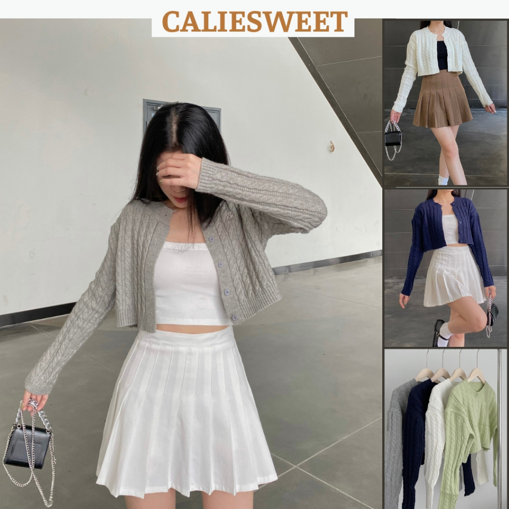 Áo cardigan len thừng Caliesweet áo cardigan len croptop hàng quảng ...