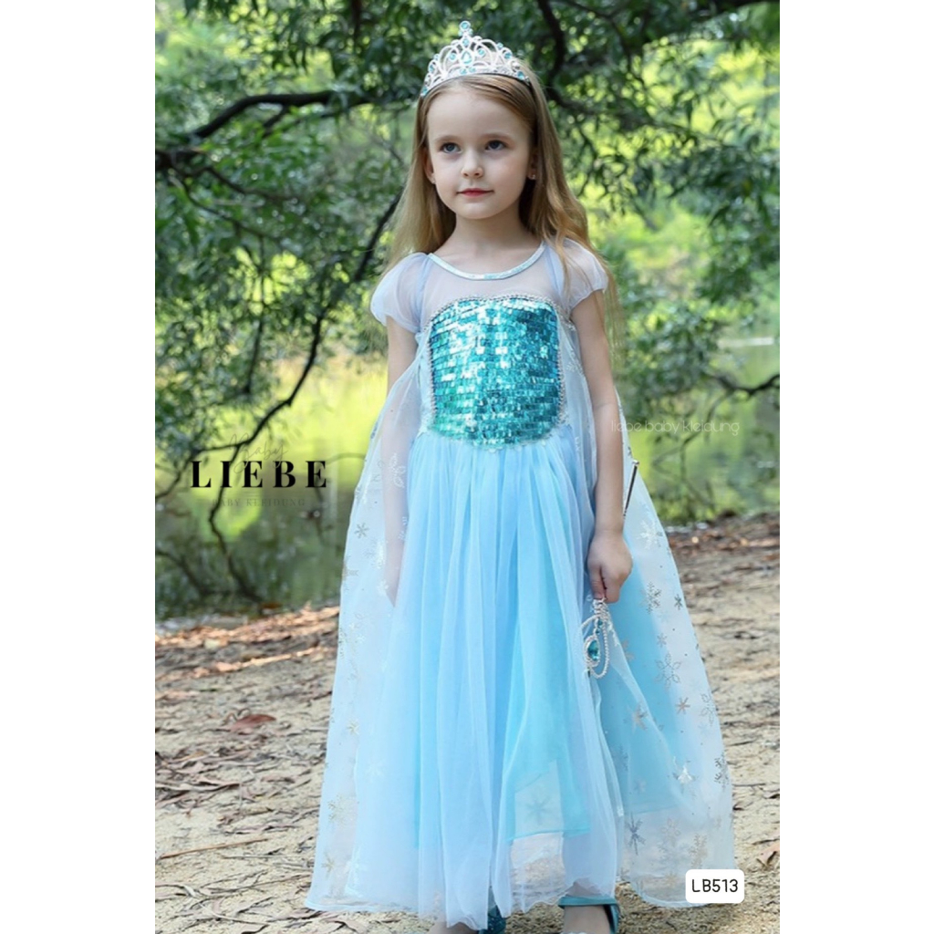 [SALE] Váy đầm bé gái Elsa mix chân váy organza xanh TT0119 | Shopee ...