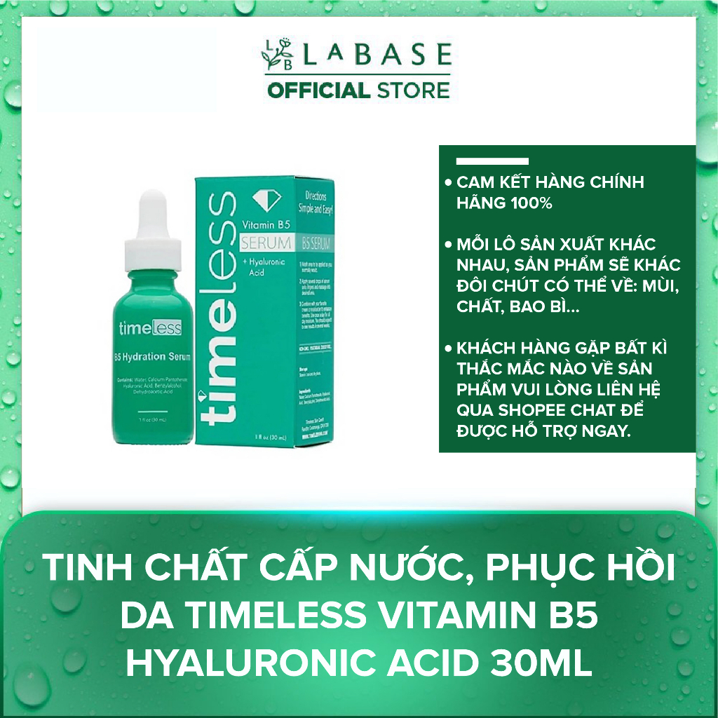 Tinh Chất Cấp Nước, Phục Hồi Da Timeless Vitamin B5 Hyaluronic Acid 30ml | Shopee Việt Nam