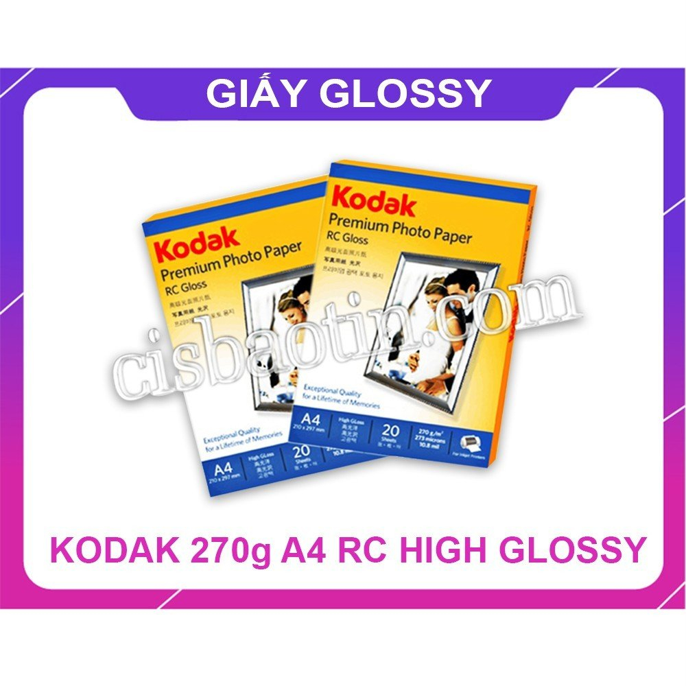 GIẤY IN ẢNH KODAK A4 RC HIGH GLOSSY 270G( XẤP 20 TỜ) | Shopee Việt Nam