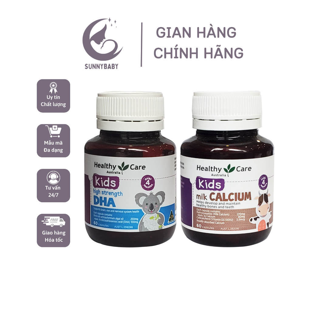 Canxi Milk Calcium sữa DHA kids Healthy care 60v, bổ sung canxi và DHA ...