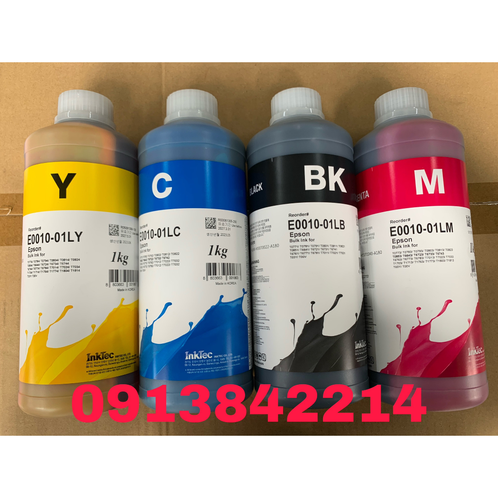 Mực in InkTec Hàn Quốc bộ 4 Lít (CMYBK=4 màu và bộ 6 màu x 6 Lít dùng cho tất cả máy in phun màu ...