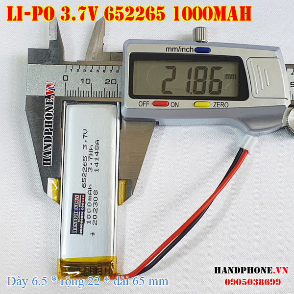 Pin Li-Po 3.7V 1000mAh 652265 (Lithium Polymer) cho Bàn Phím , loa ...