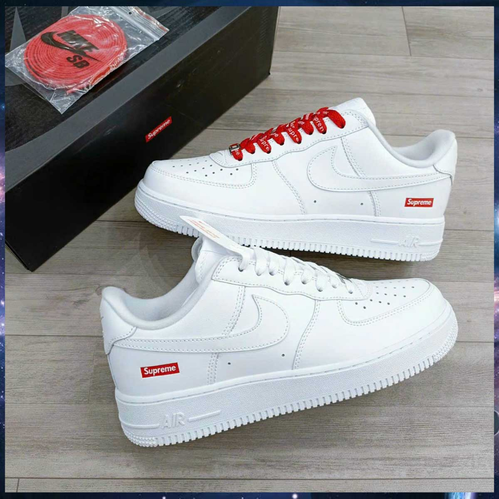 Giày_Nike Air Force 1 Low Supreme “White”, Giày AF1 Trắng Supreme đế ...