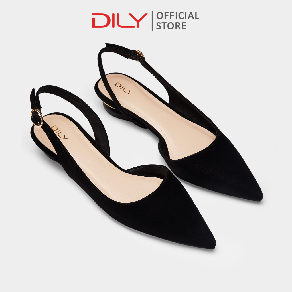 Giày búp bê slingback nữ DILY mũi nhọn quai hậu cài, giày cao gót ...
