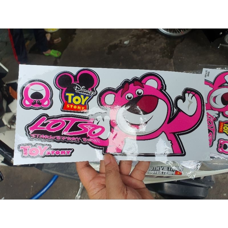 Tem Decal Ticker Gấu Dâu LOTSO tem 3 lớp | Shopee Việt Nam
