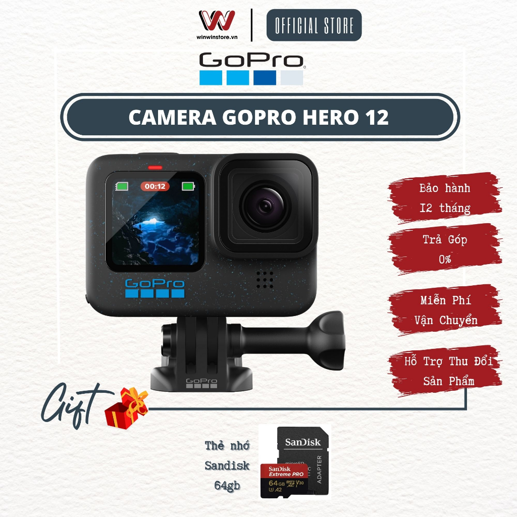 Camera hành trình Gopro Hero 12 l Gopro 12 - Hàng Chính Hãng | Shopee ...