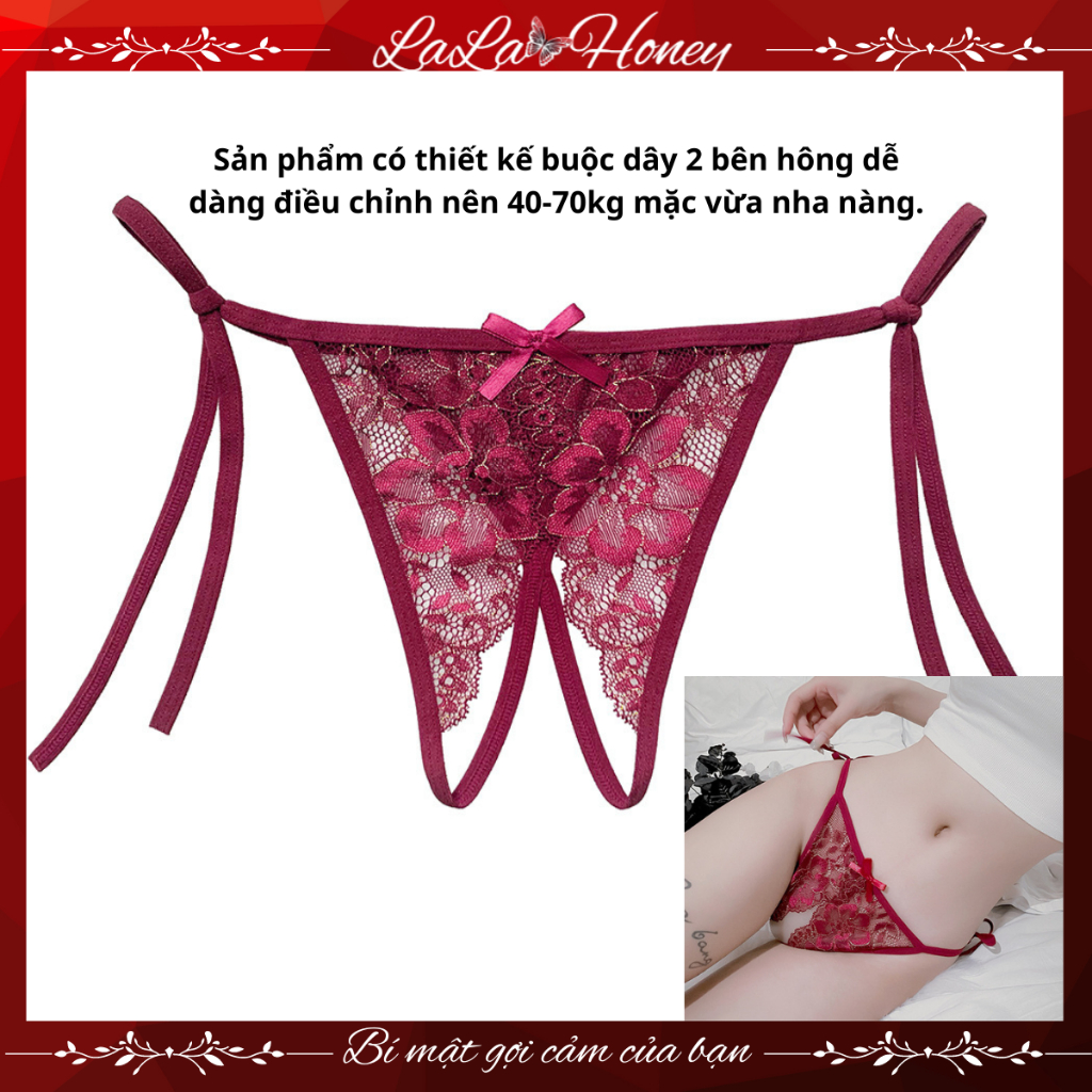Quần Lót Lọt Khe Hở Xẻ Đáy Buộc Dây Hông Mảnh Ren Sexy Nữ Quần Xì Lọt