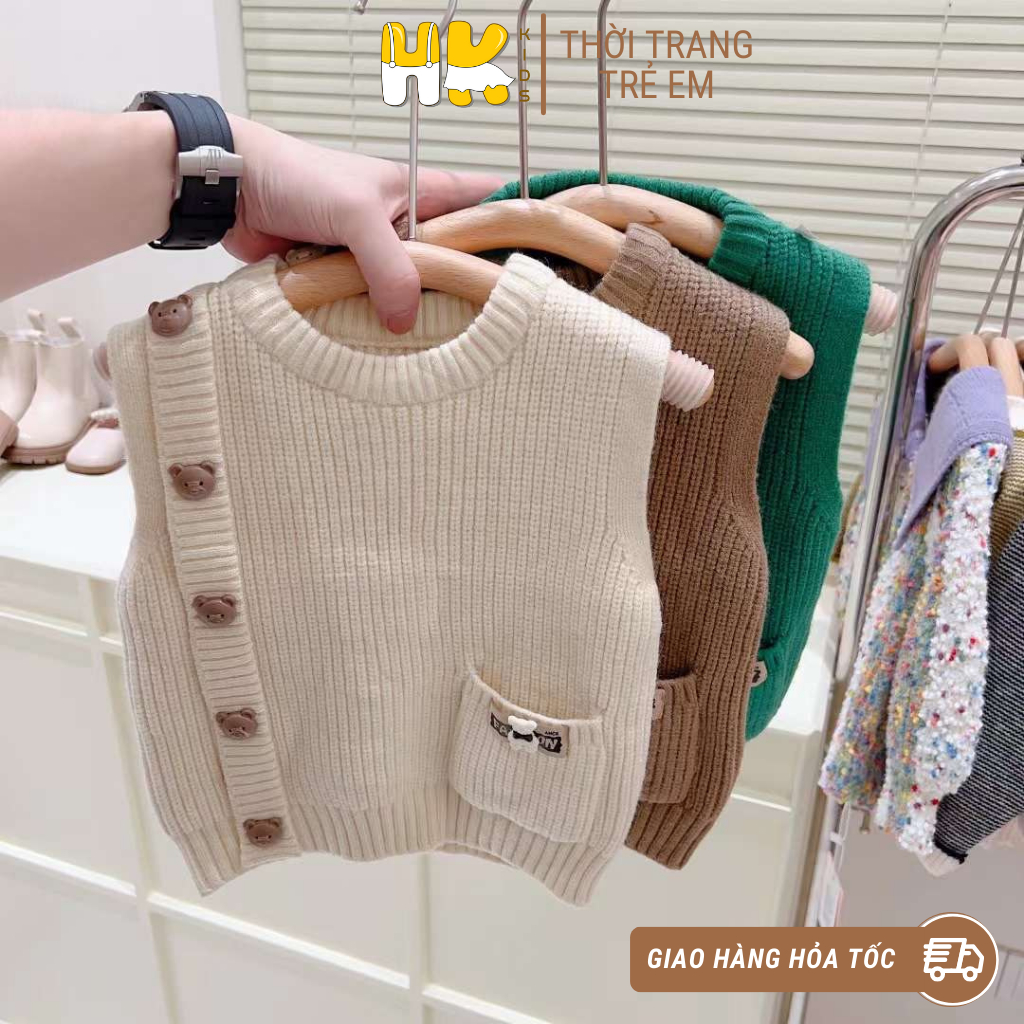Áo Gile len cho bé HK KIDS, áo len gile cao cấp chất len mềm mịn đanh ...