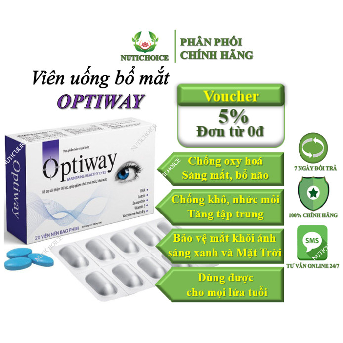 Viên uống bổ mắt cải thiện thị lực Optiway giúp sáng mắt, chống khô và ...
