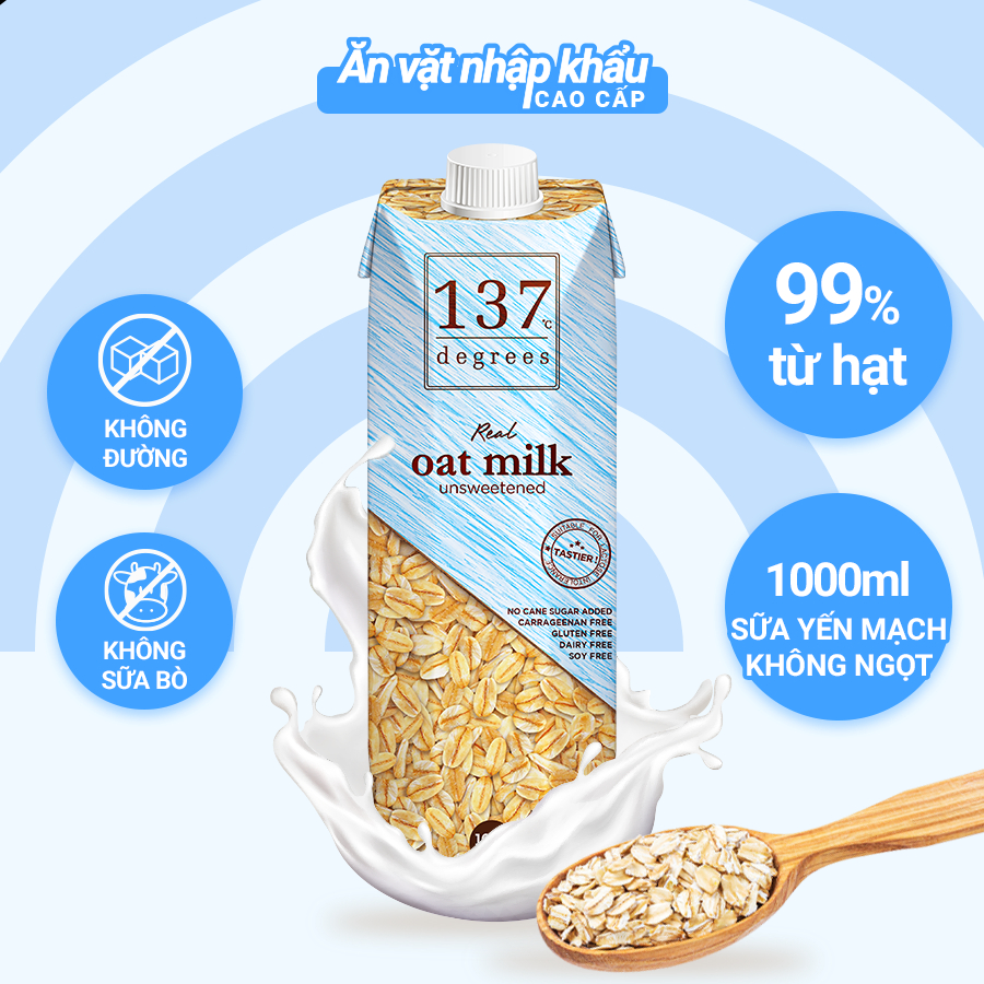 Thùng Sữa Hạt Yến Mạch Không Ngọt 137 Degrees (1L x 12 Hộp) | Shopee Việt Nam