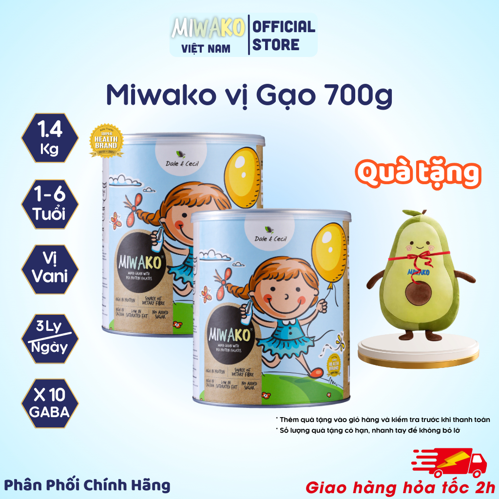 [Tặng Quà] Sữa Công Thức Thực Vật Hữu Cơ MIWAKO Vị Gạo Hộp 700g x 2 hộp (1.4kg) - Miwako Việt ...