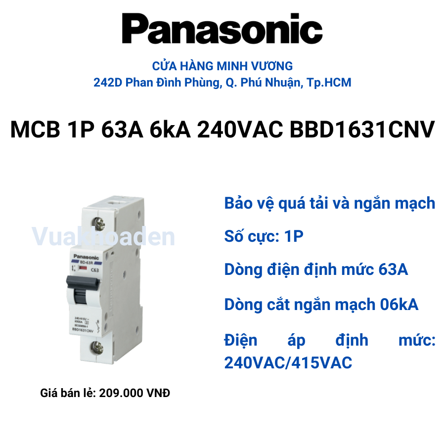 MCB 1P 63A 6kA 240VAC BBD1631CNV | Shopee Việt Nam