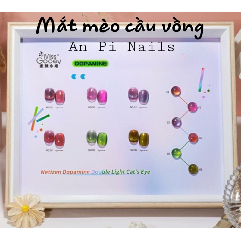 Set sơn mắt mèo cầu vồng Miss Gooey, tặng kèm bảng màu gỗ tự sơn, nam ...