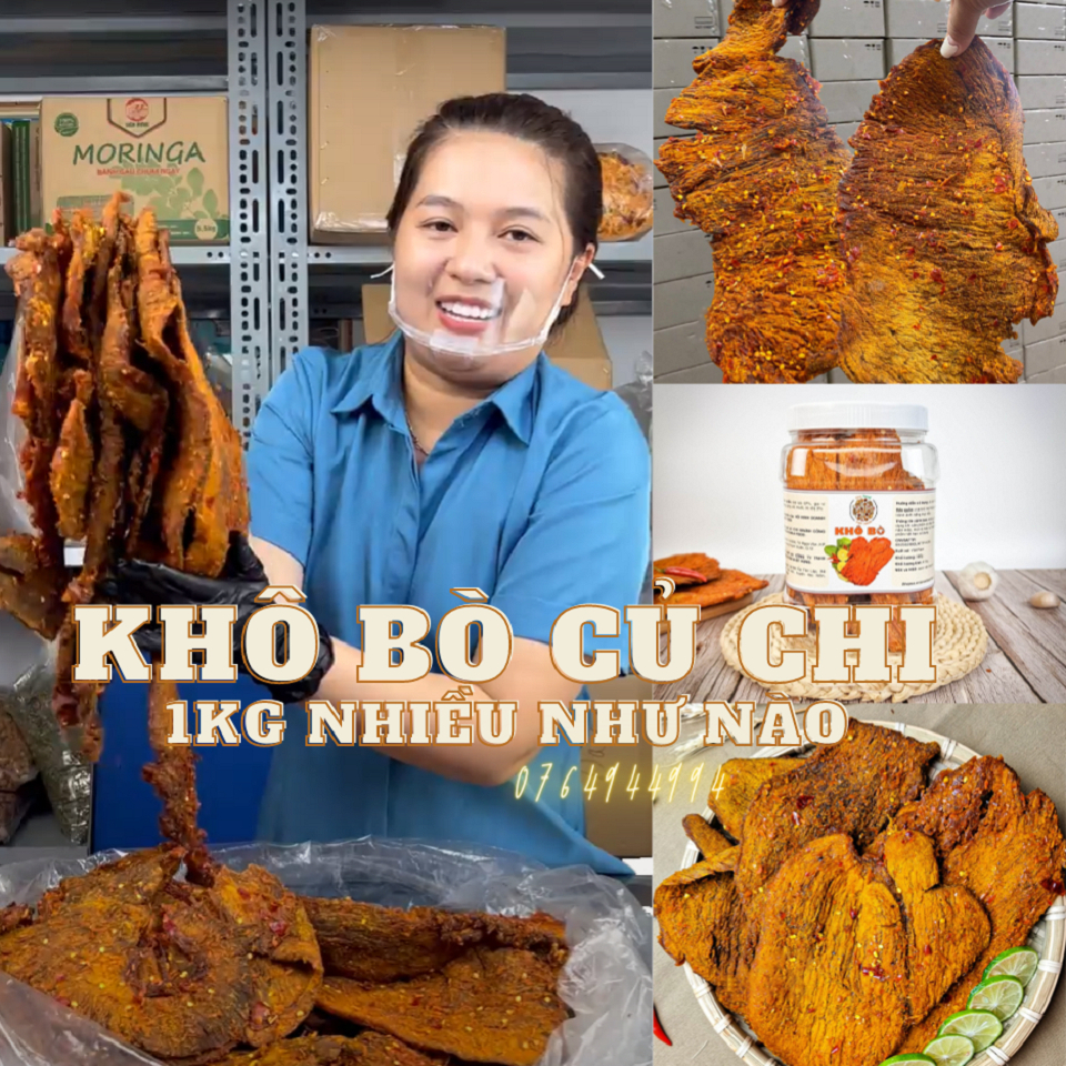 Khô Bò Miếng Bò Thật Đặc Sản Củ Chi Dry Food, Mềm Ngọt Thơm Ngon 1KG ...