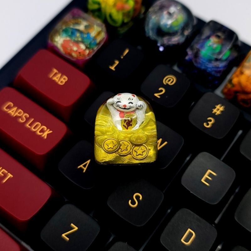 Keycap Artisan Resin Mèo Tài Lộc Lucky Cat cho bàn phím cơ độc lạ ...
