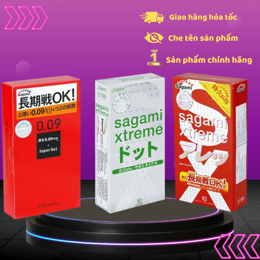 COMBO BAO CAO SU SAGAMI CÓ GAI 3 hộp 30 chiếc - Sagami Super dot 009 + sagami xtreme white ...